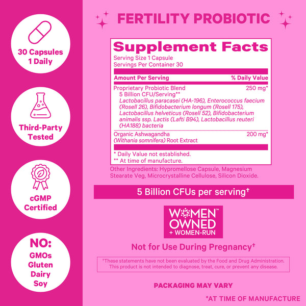Pink Stork Fertility Probiotic: 5 Billion CFUs, Natural Conception Support