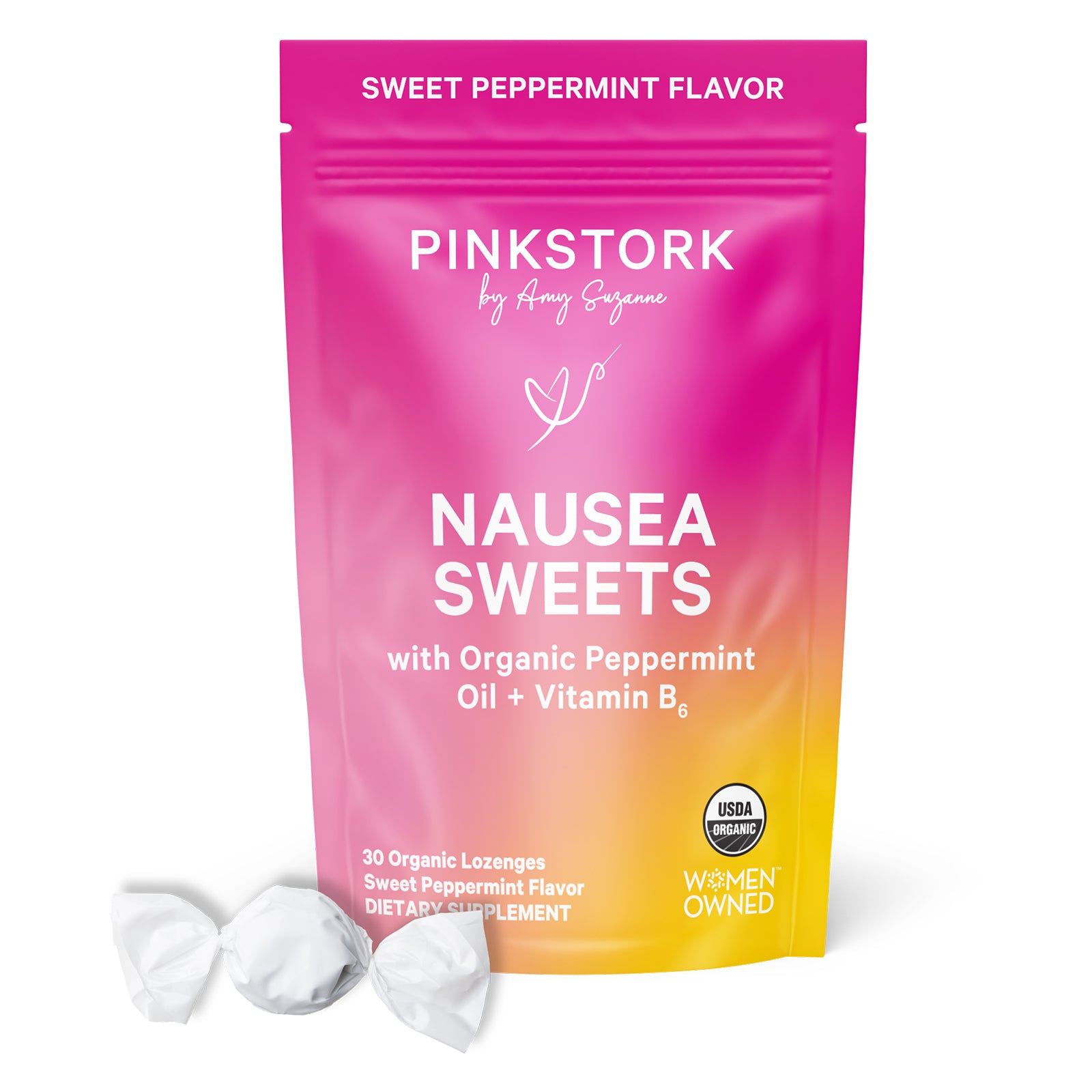 Pink Stork Nausea Sweets: Hard Lozenges - Peppermint, Nausea Relief ...